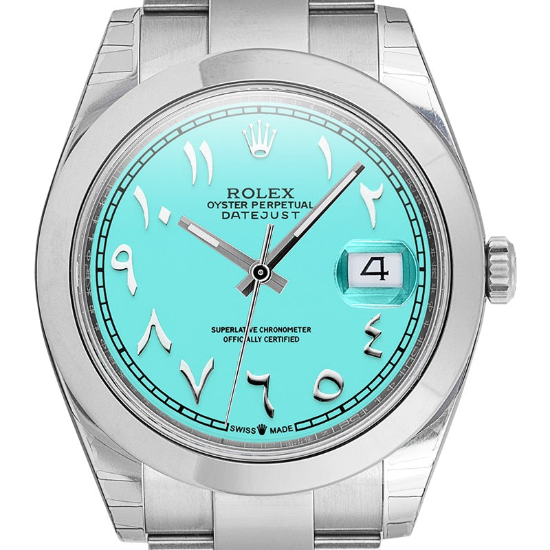 Rolex Datejust 41 126300 Steel with Custom Tiffany Blue Arabic Dial