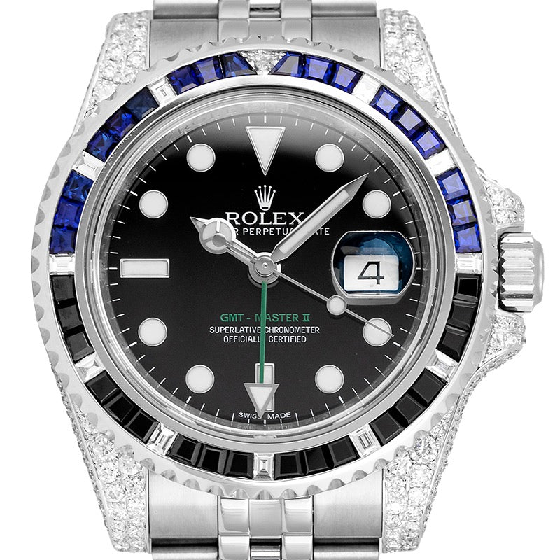 Rolex GMT-Master II 116710LN Custom Diamond Set Black/Indexes Dial
