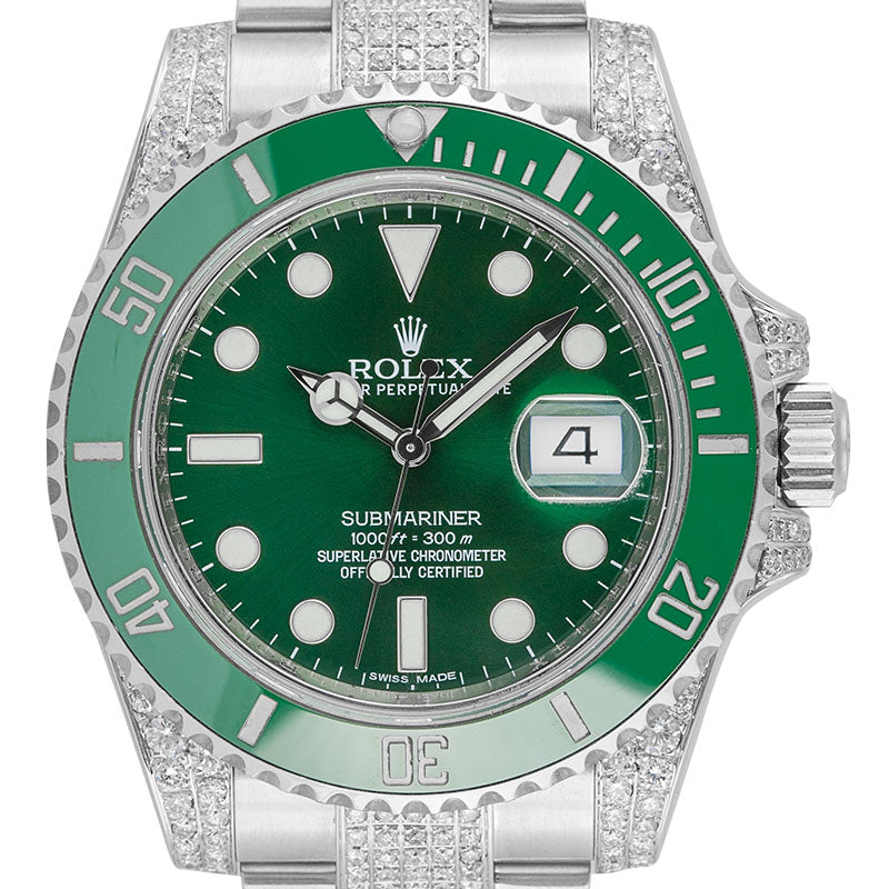 Rolex Submariner 116610LV 40mm "Hulk" Custom Diamond Set