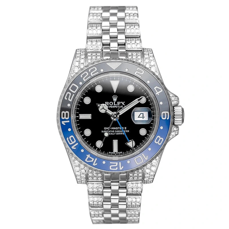 Rolex GMT-Master II 116710BLNR Custom Diamond Set with Black Dial