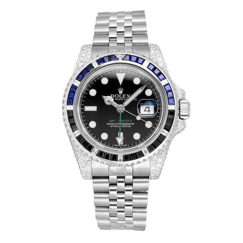 Buy Rolex GMT-Master II 116710LN Black Dial Custom Diamond Set