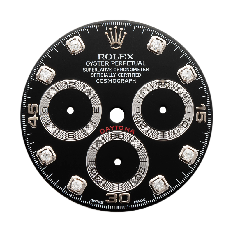 Shop Factory Rolex Daytona Black with Diamond Hour Markers Dial