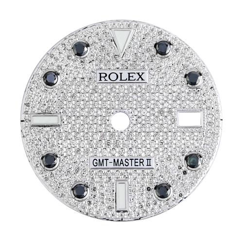 Rolex GMT-Master II Custom Diamond Pave/Black Gems Dial - Premium Style