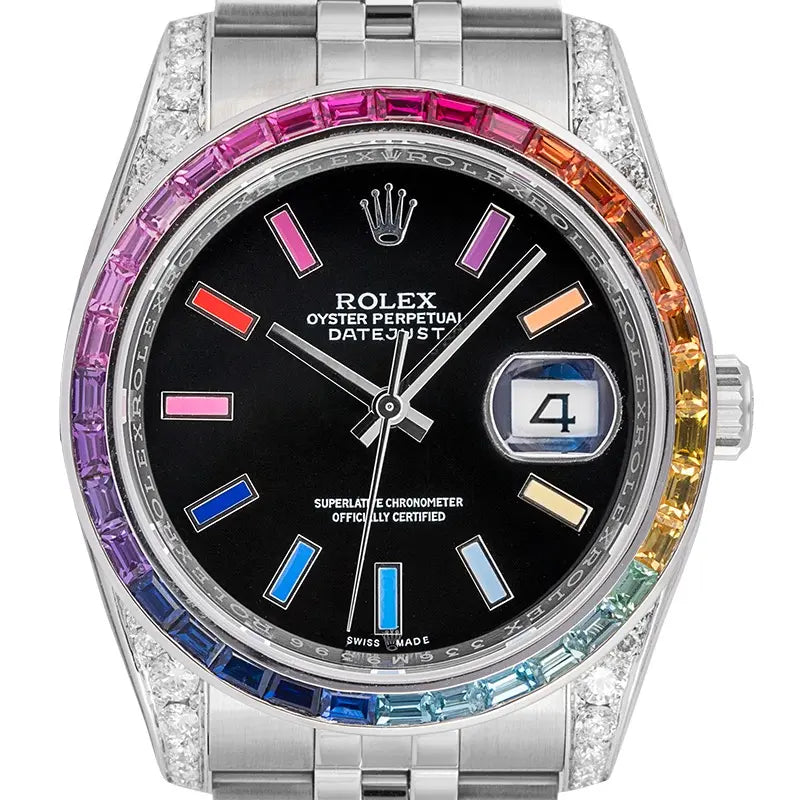 Rolex DateJust 36 116200 Custom Diamond Set with Rainbow Bezel & Dial