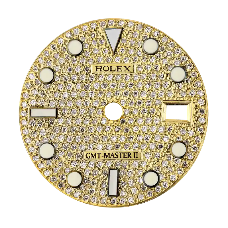 Rolex GMT-Master II 40mm Gold Diamond Pave Custom Dial
